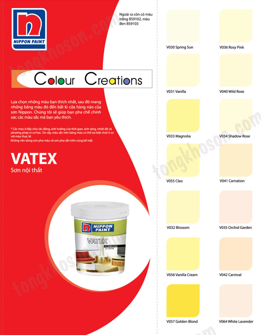 Bảng Màu Sơn Nội Thất Nippon Vatex 2025